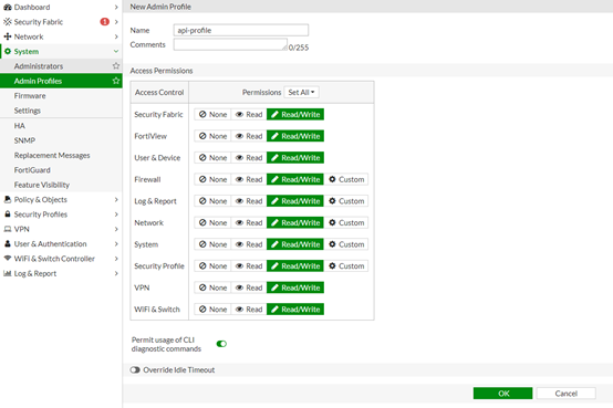 Connect FortiGate device via API Token | FortiConverter Tool 7.0.4 | Fortinet Document Library